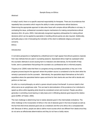 Sample essay on ethics | PDF