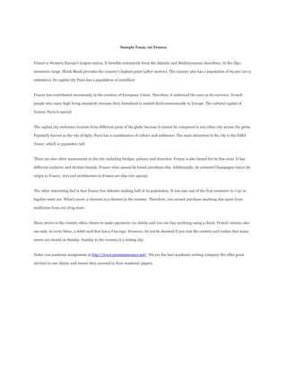 Sample essay on france | PDF