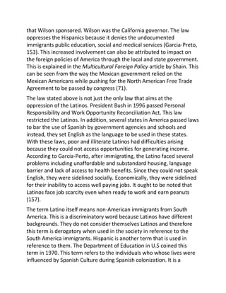 Sample essay on history and predicaments of latinos | PDF