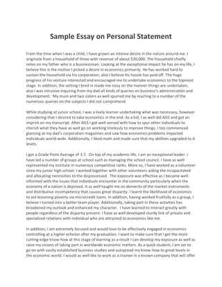 Sample essay on personal statement | PDF