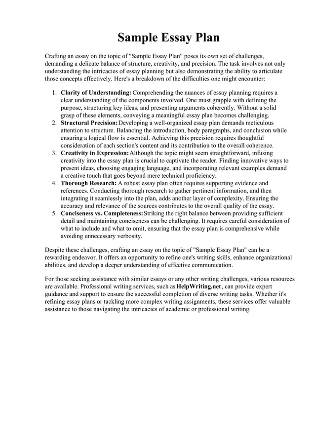 Sample Essay Plan | PDF