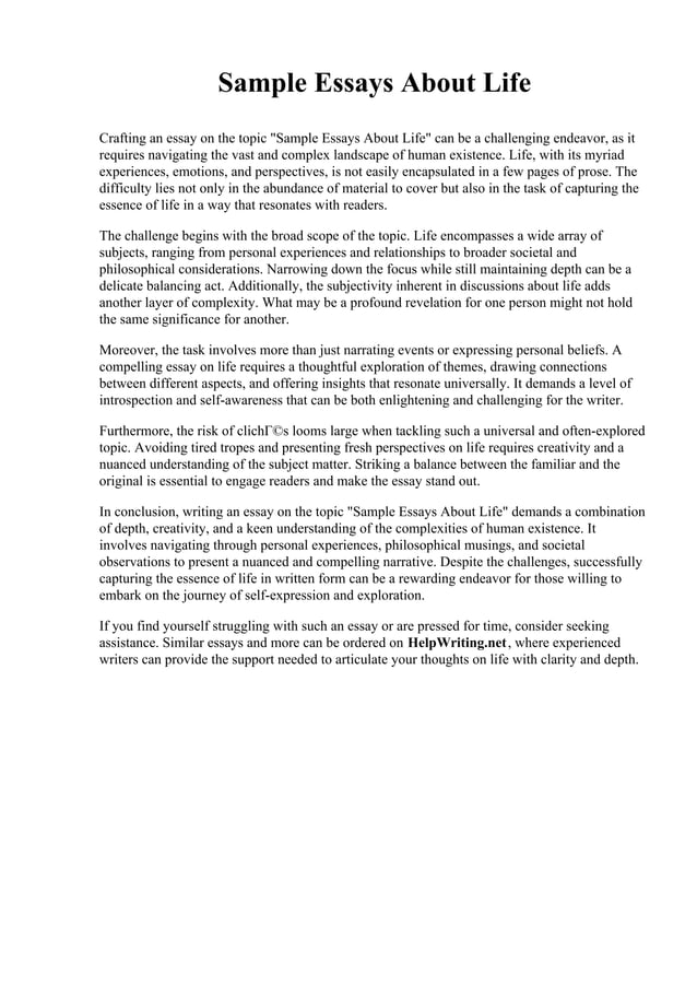 Sample Essays About Life.pdf | Educational Assessment | Education