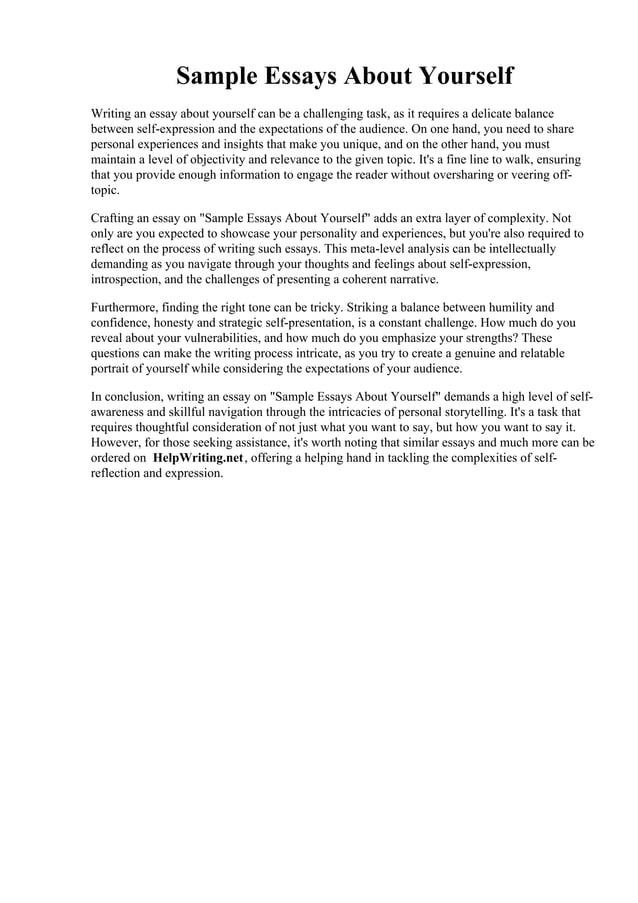 Sample Essays About Yourself | PDF