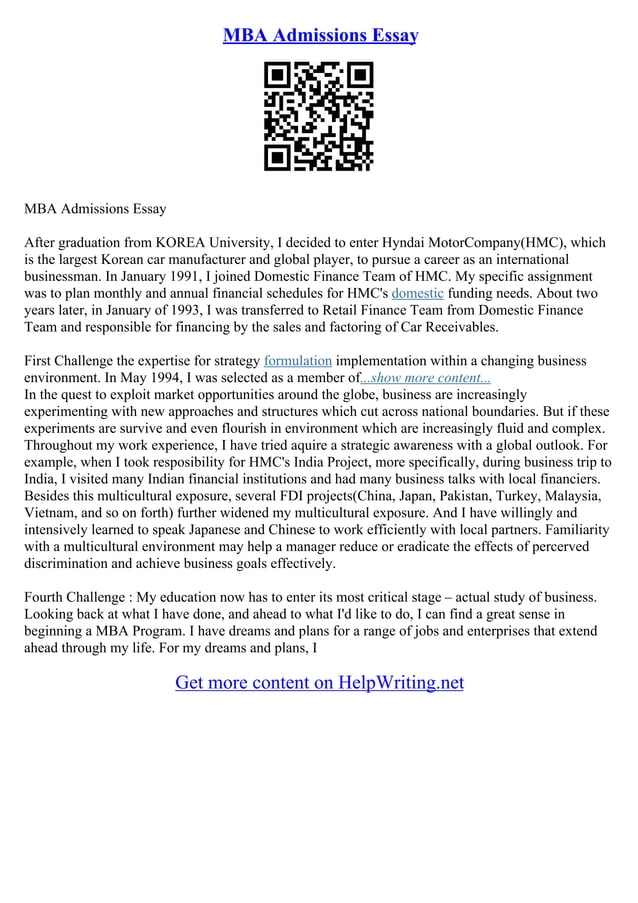 Sample Essays For Mba | PDF