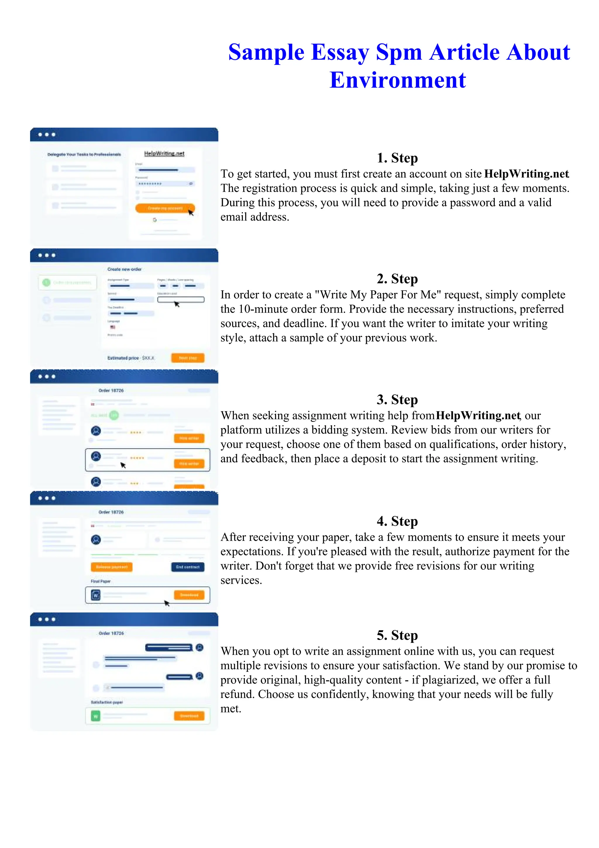Sample Essay Spm Article About Environment | PDF