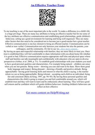 Sample Essay Teacher | PDF