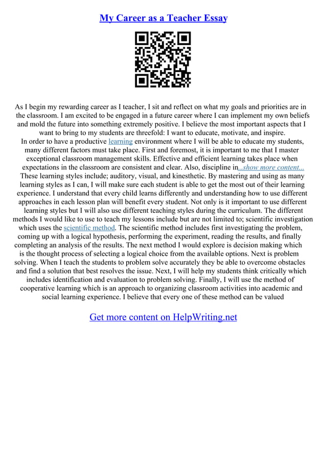 Sample Essay Teacher | PDF