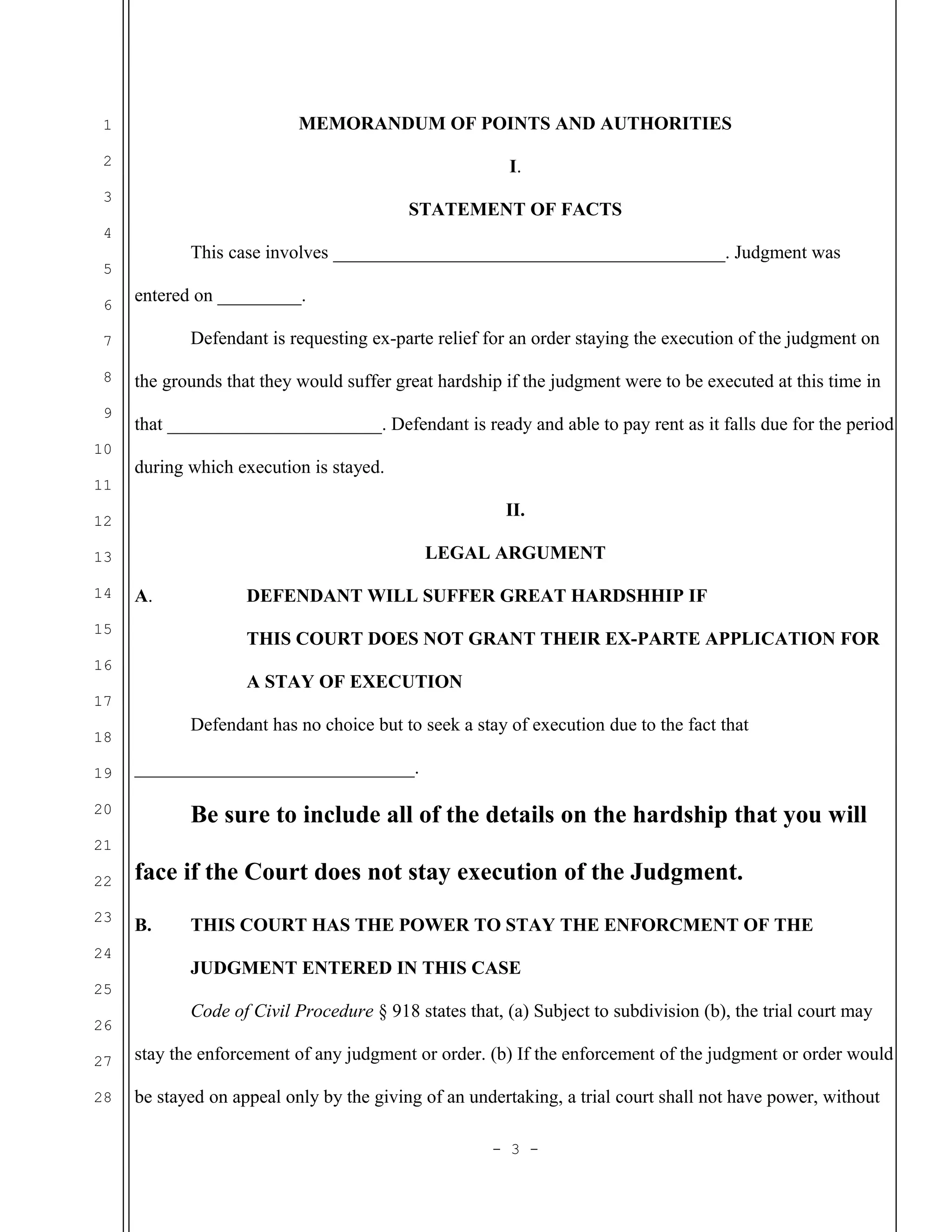 Sampleex parteapplicationforstayofexecutionofeviction-130801092245 ...