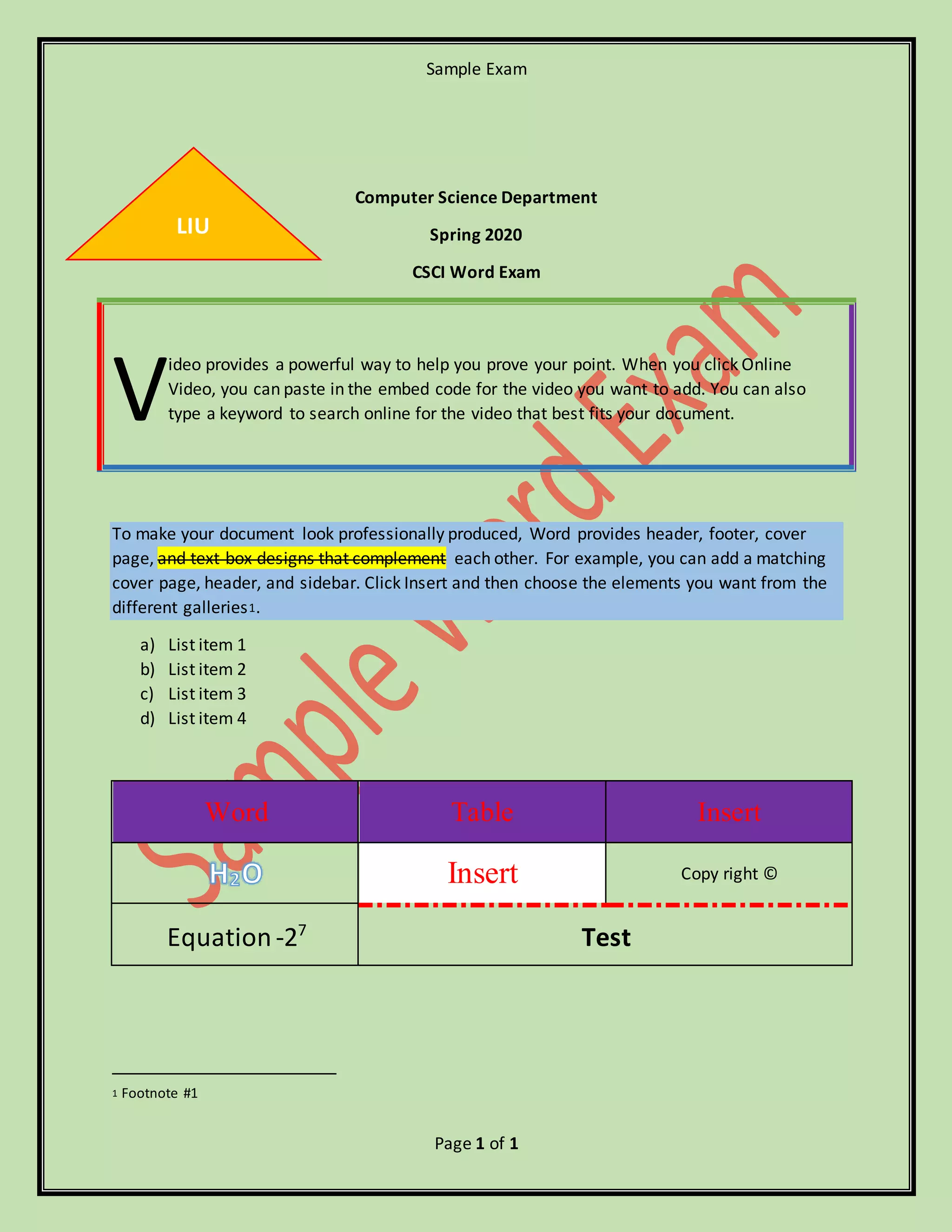 Sample exam1 | PDF
