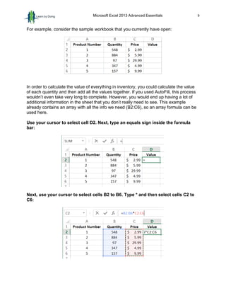 Sample Excel 2013 Advanced Essentials | PDF