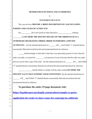 Sample ex parte application for osc for civil contempt in California | DOC