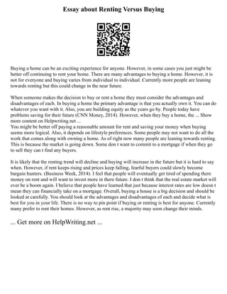 Sample Experience Essay | PDF