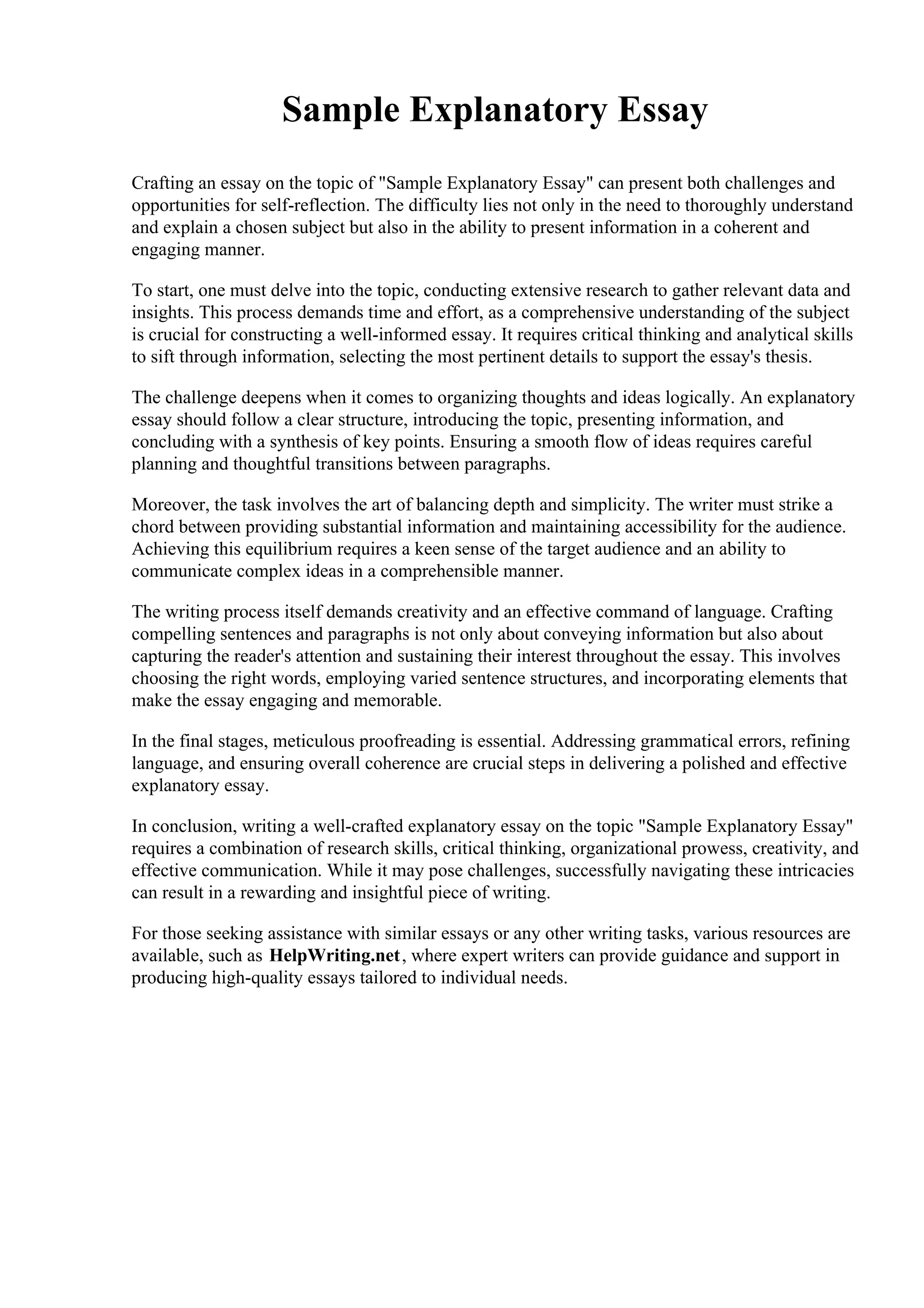 Sample Explanatory Essay.pdf | Homework and Study | Education