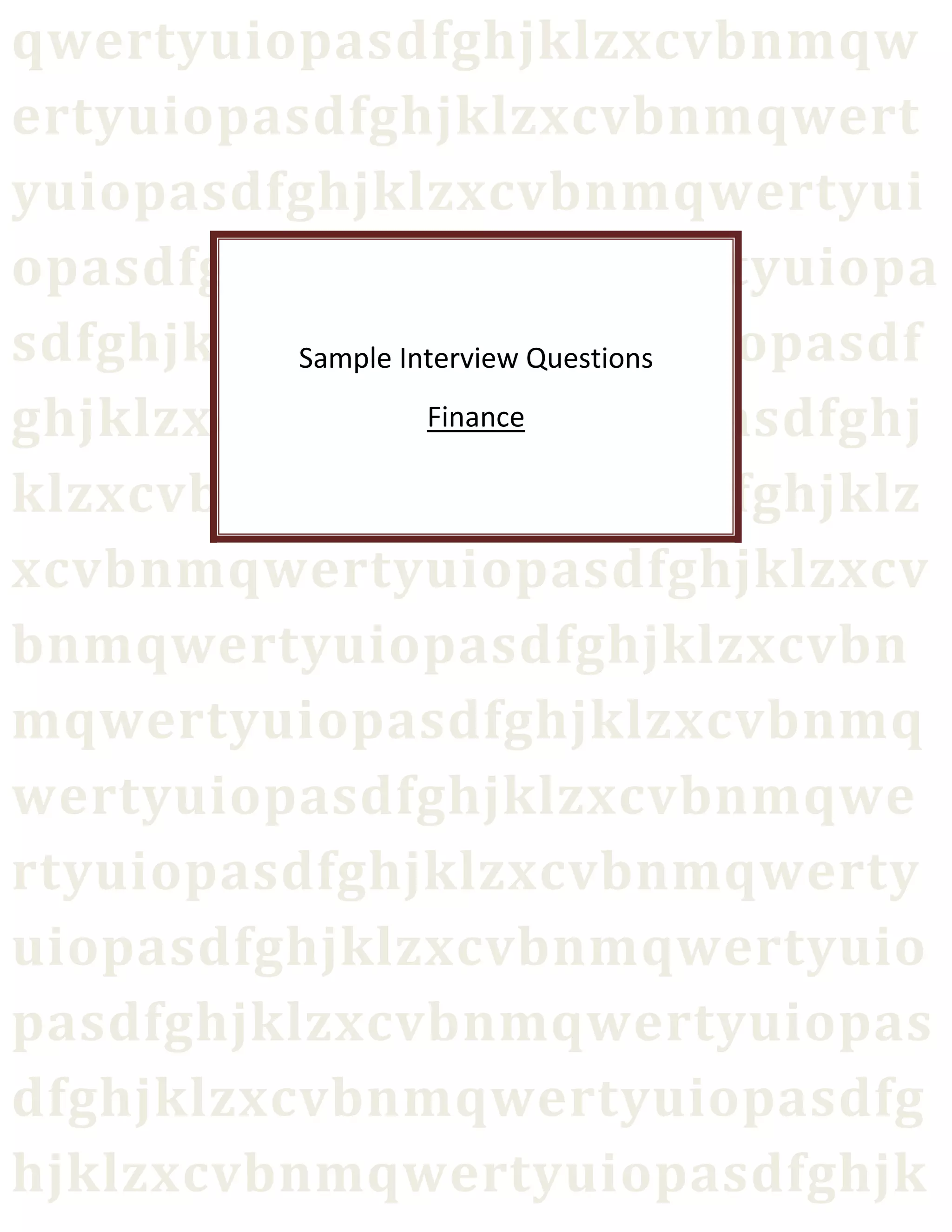 Sample finance interview questions | PDF