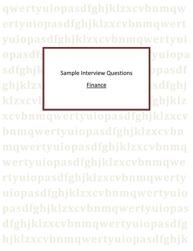 Sample finance interview questions | PDF