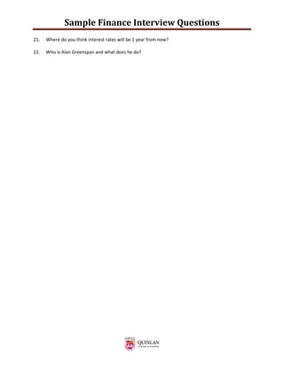 Sample finance interview questions | PDF