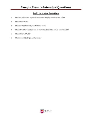 Sample finance interview questions | PDF