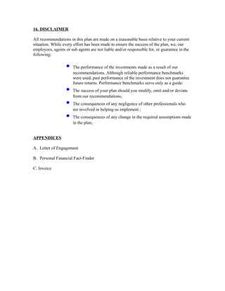 Sample Financial Plan For James & Jill | DOC