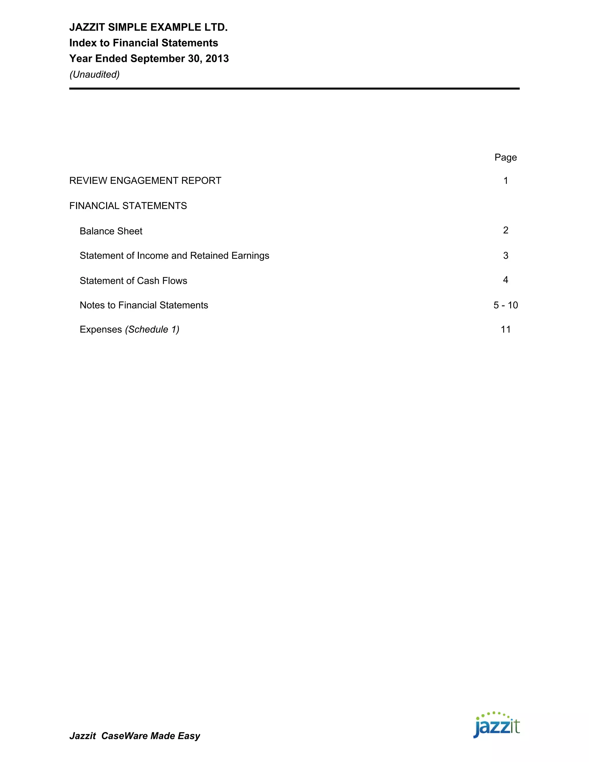 Sample Financial Statements from Jazzit Fundamentals | PDF