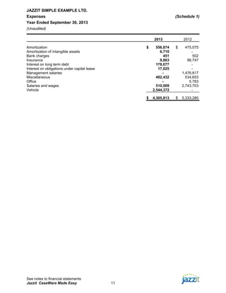 Sample Financial Statements from Jazzit Fundamentals | PDF