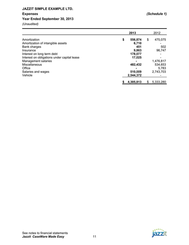 Sample Financial Statements from Jazzit Fundamentals | PDF | Business ...