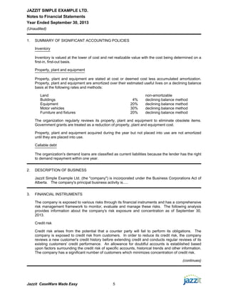 Sample Financial Statements from Jazzit Fundamentals | PDF