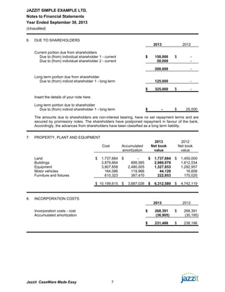 Sample Financial Statements from Jazzit Fundamentals | PDF