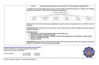 Sample first year mathematics ipp lesson plans | DOC | Homework and ...