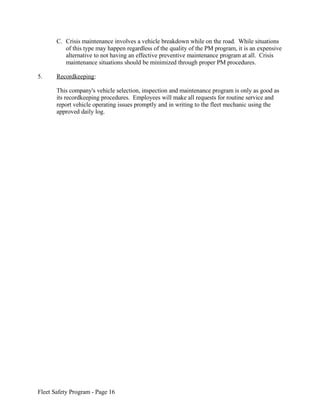 Sample Fleet Safety Program | DOC