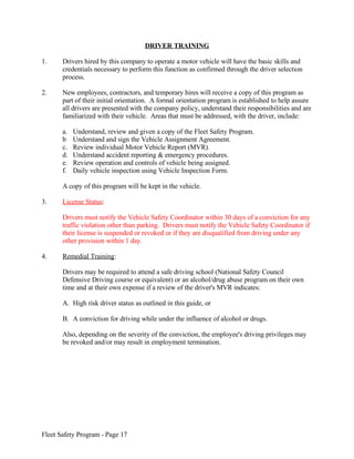 Sample Fleet Safety Program | DOC