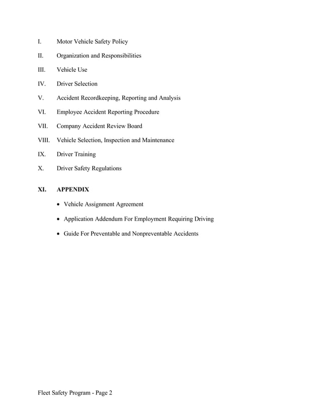 Sample Fleet Safety Program | DOC | Automotive Industry | Industries
