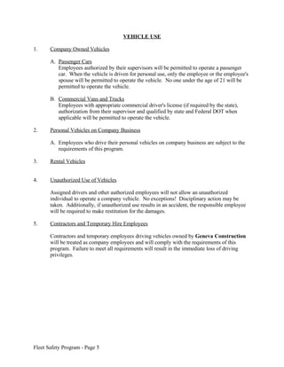 Sample Fleet Safety Program | DOC