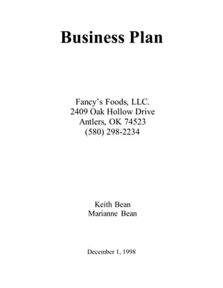 Sample foodbusinessplanoklahomastate | DOCX