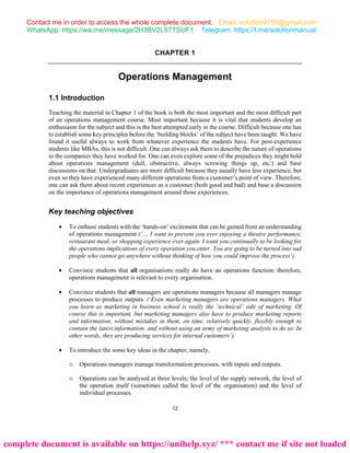 Instructor Manual Operations Management 10th Edition by Brandon-Jones & Burgess | PDF