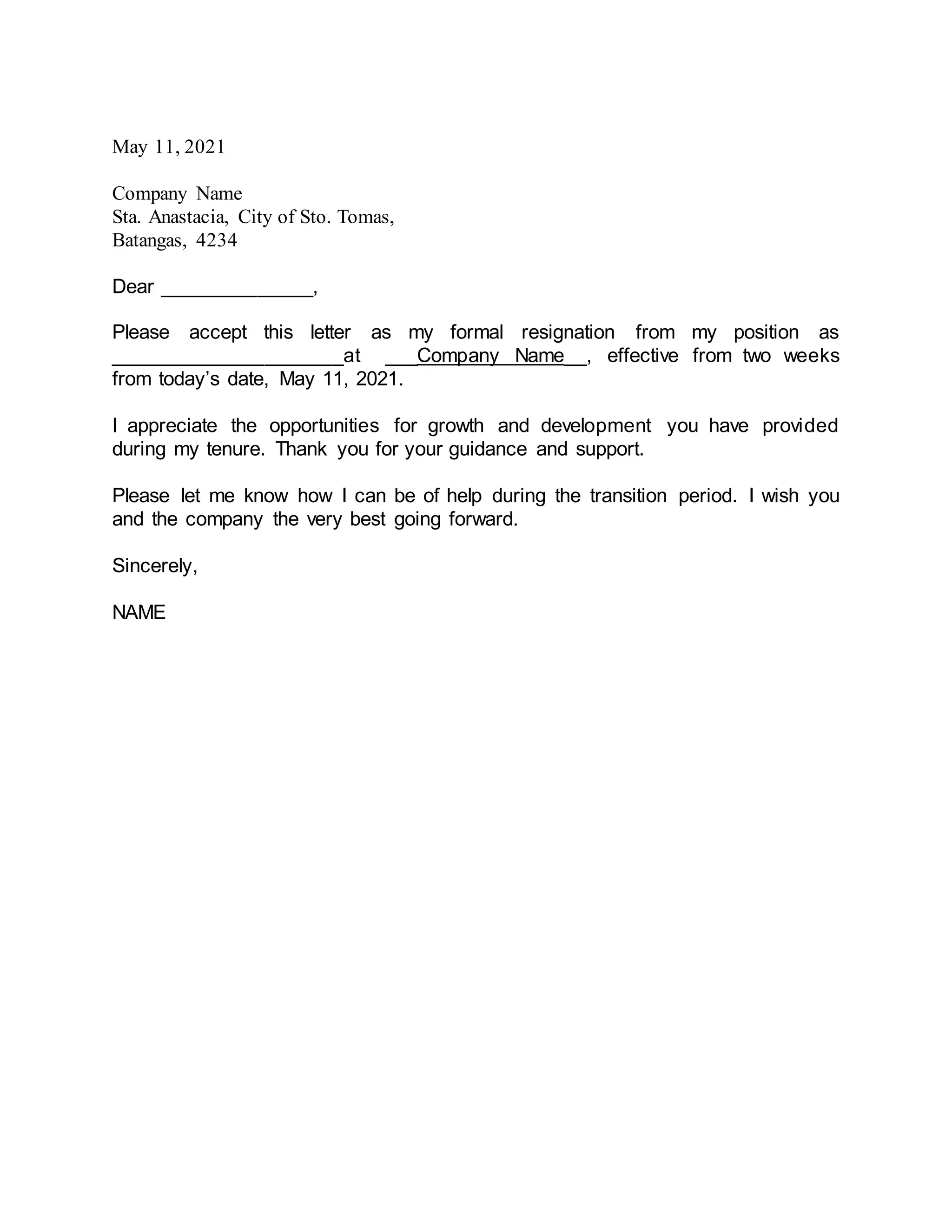 Sample formal resignation-letter | PDF