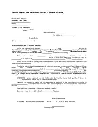 Search Warrant Template