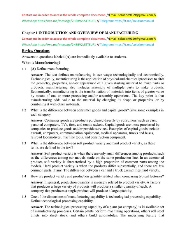 Solution Manual Fundamentals of Modern Manufacturing 7th Edition ...