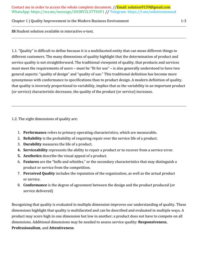 Sample for Solution Manual Introduction to Statistical Quality Control 8th Edition by Montgomery ...