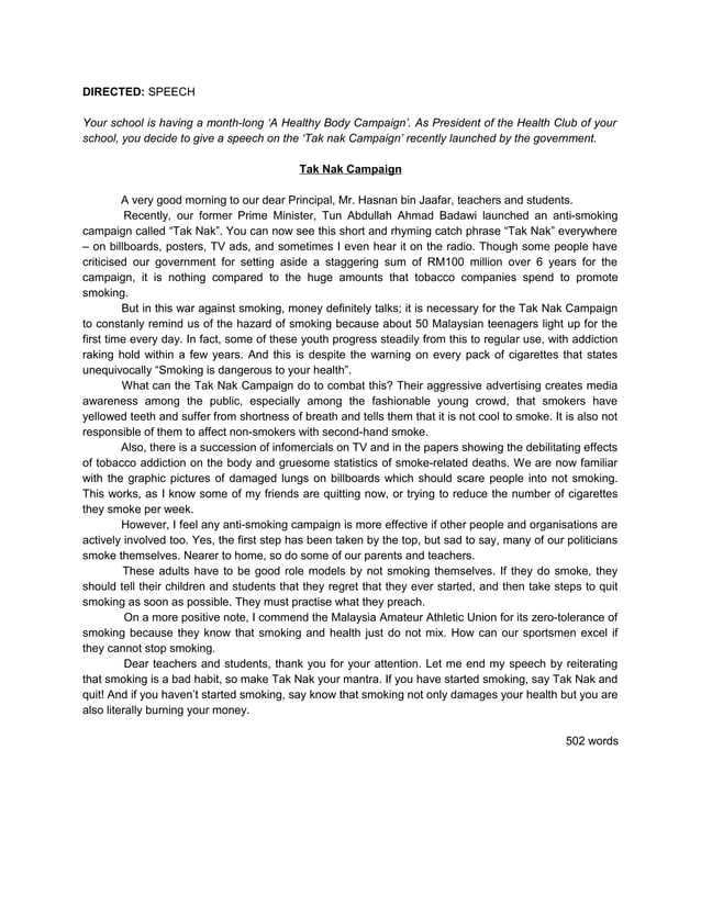 Sample for spm directed writing | DOC