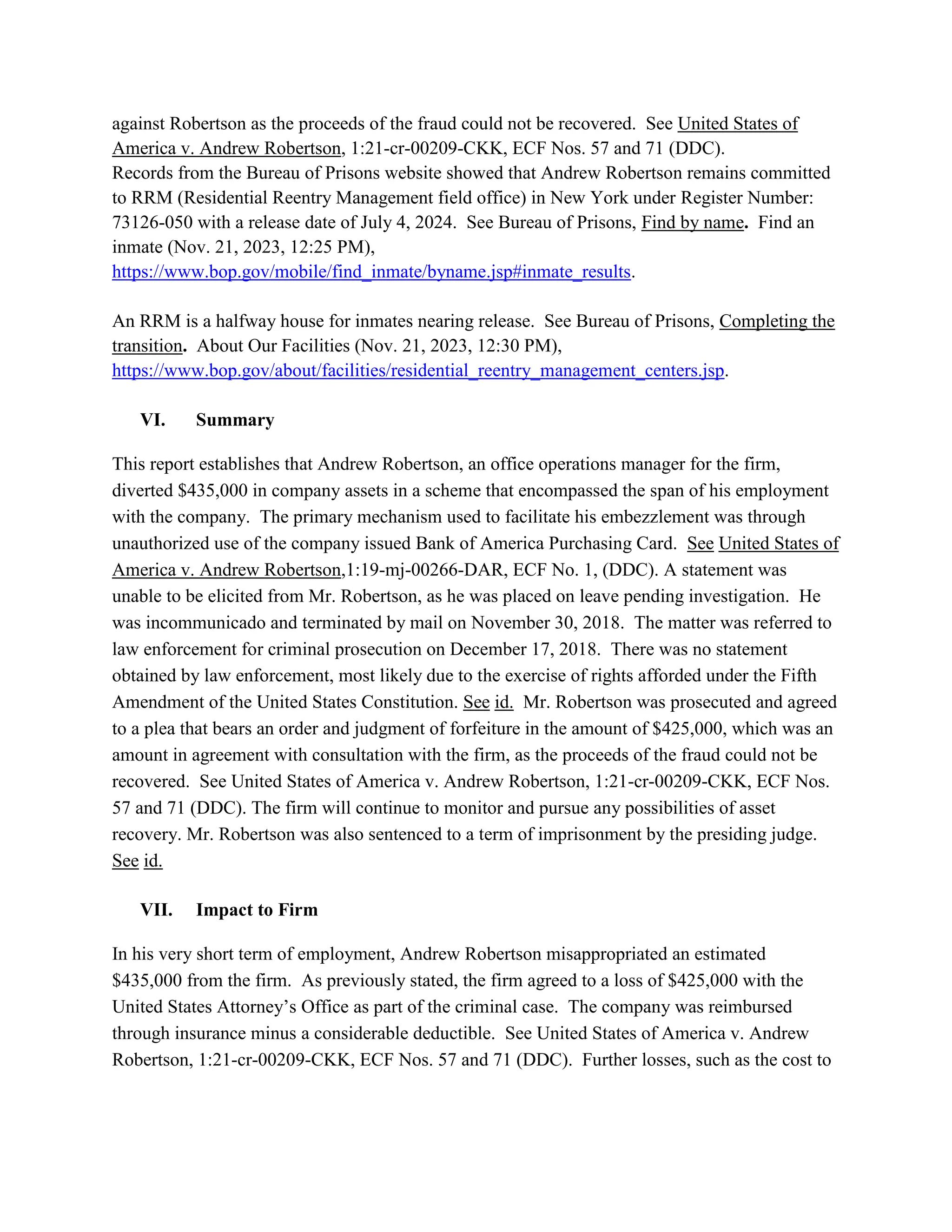 Sample FRAUD EXAMINATION REPORT by Brian Erbis | PDF