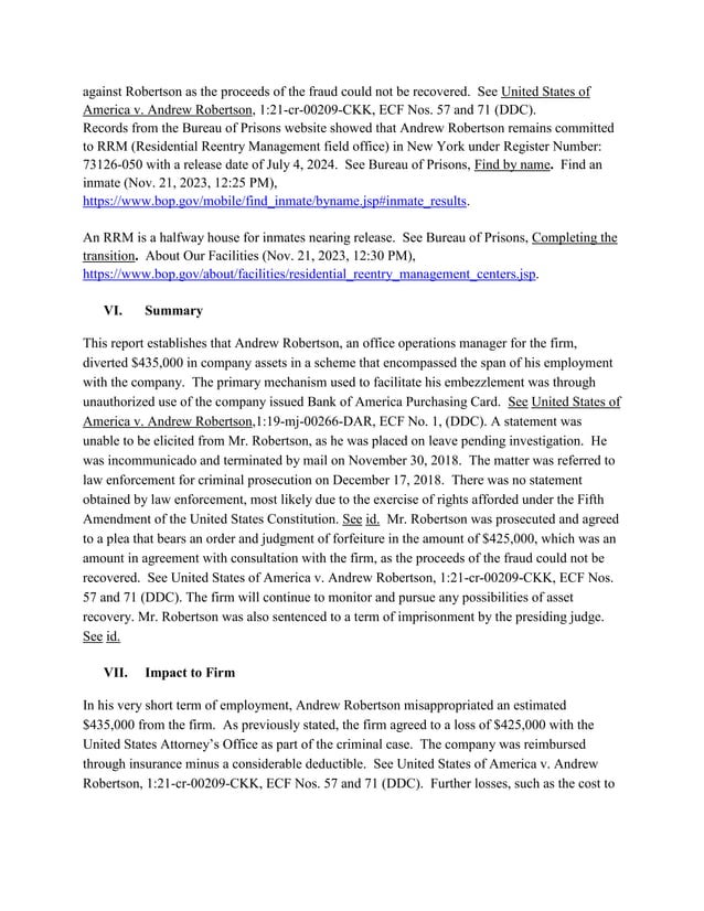 Sample FRAUD EXAMINATION REPORT by Brian Erbis | PDF | Crime & Harmful ...