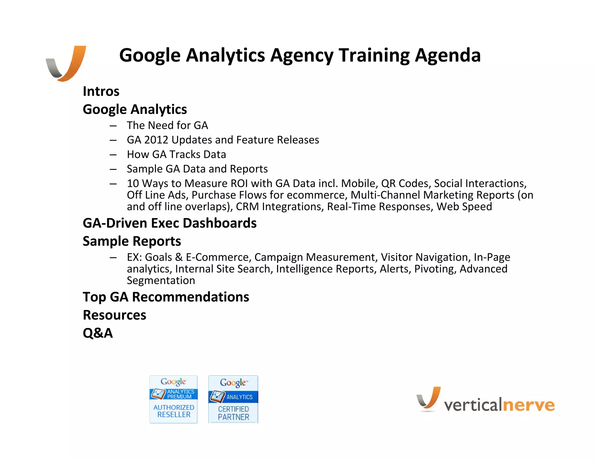 Sample Google Analytics Agency Training Agenda | PPT