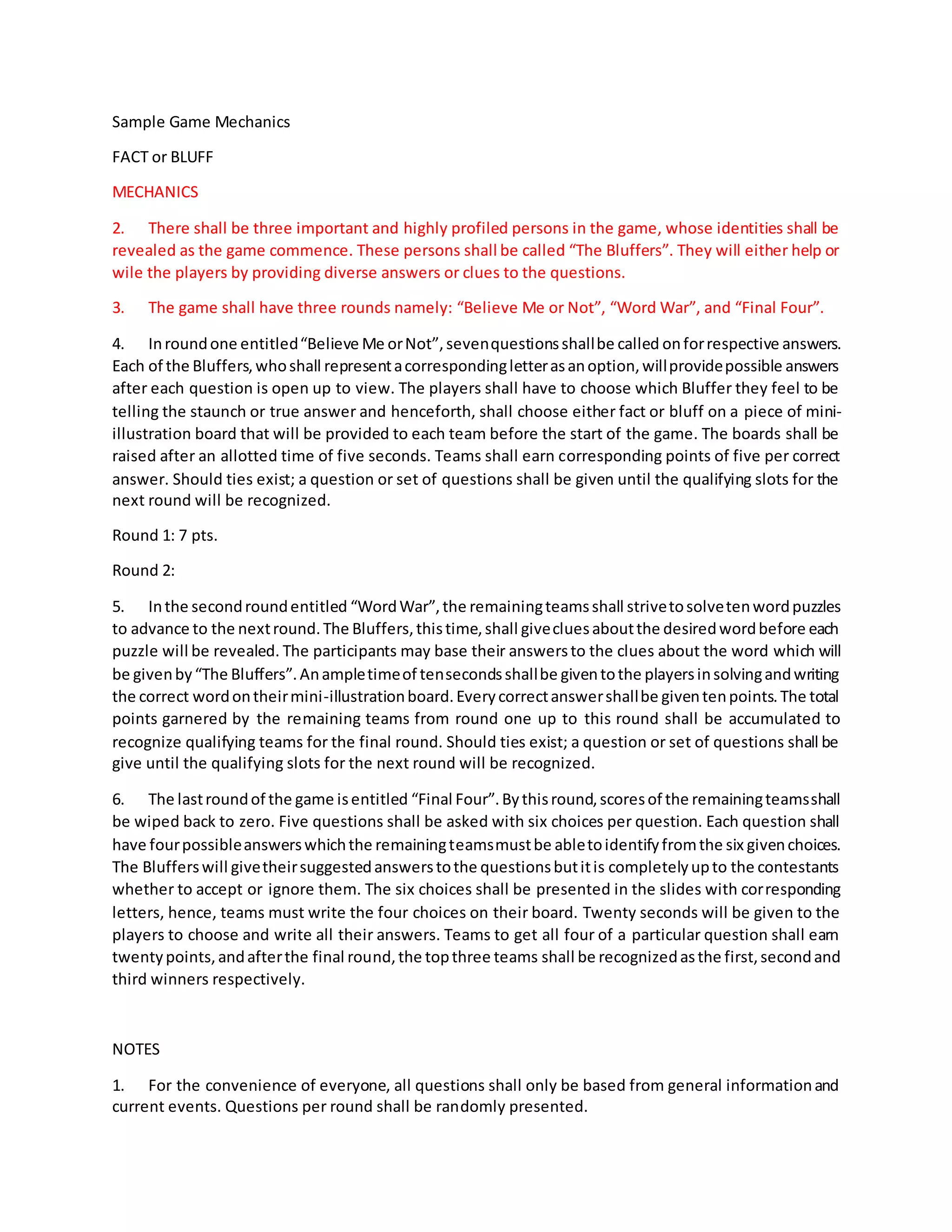 Sample game mechanics | DOCX