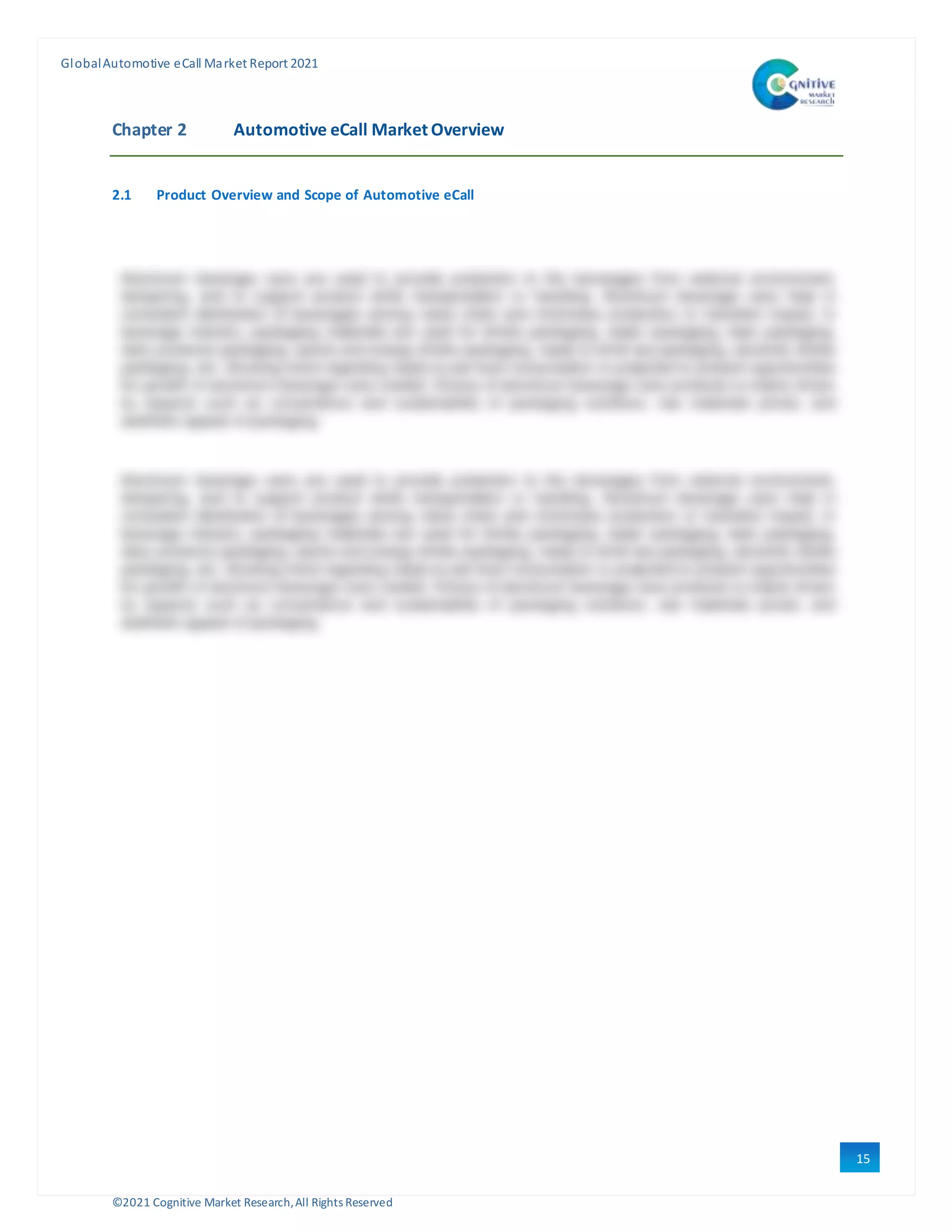 Sample global automotive e call market report 2021 | PDF