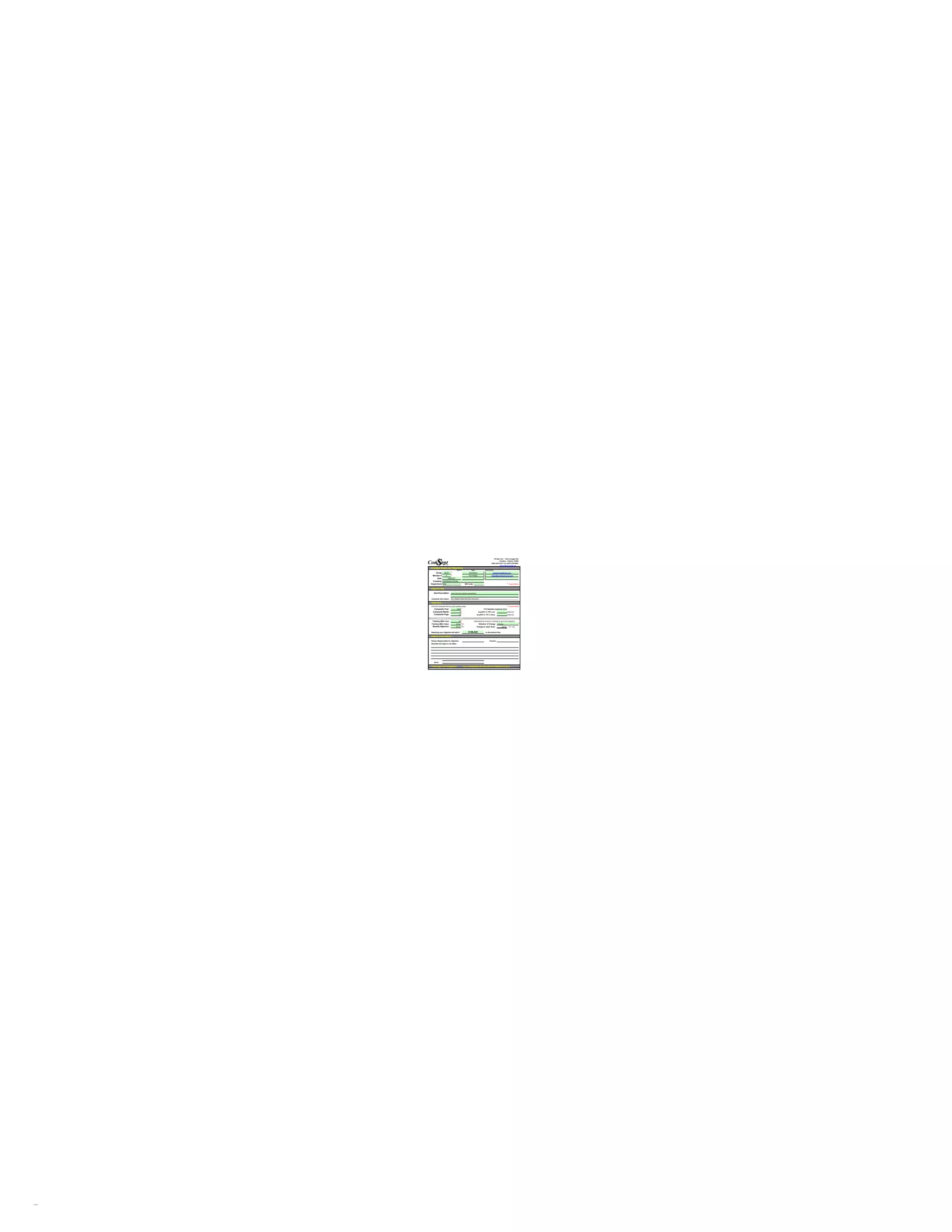 Sample 20-Group Goals and Objectives Sheet | XLS