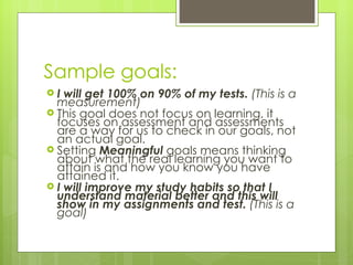 Sample goals for teachers to use with students | PPT