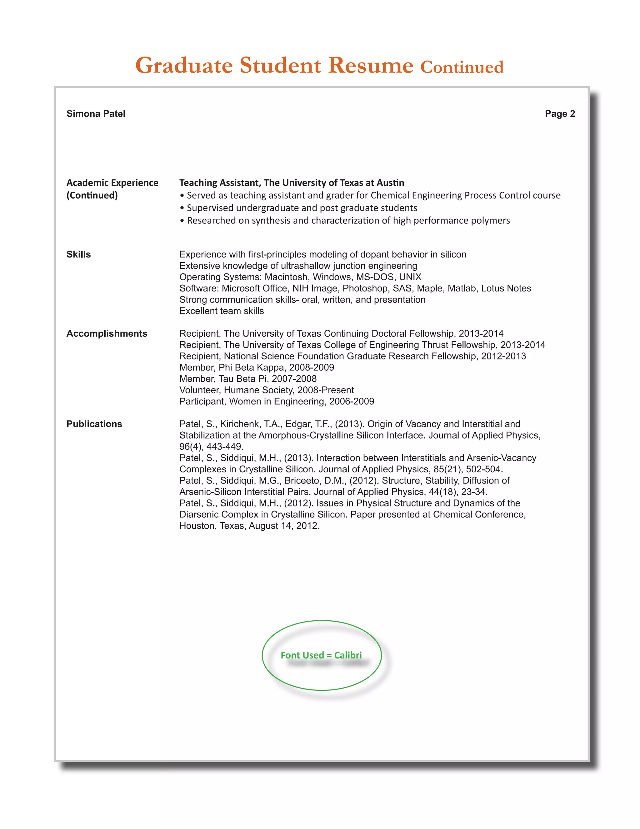 Sample graduate student resume 2013 2014 | PDF | Chemistry | Science