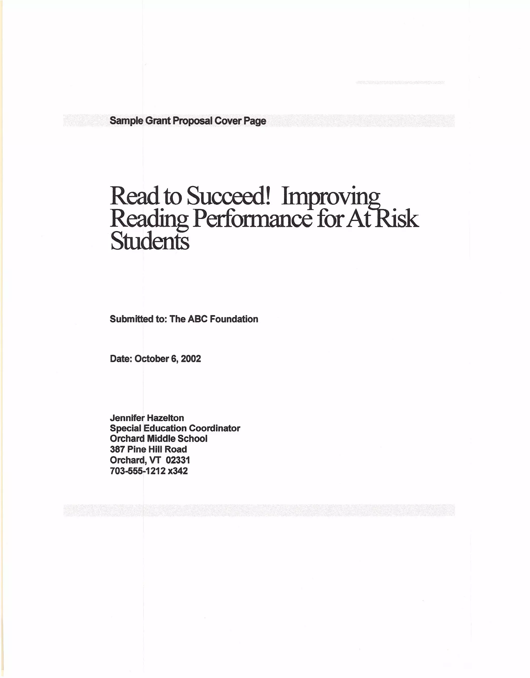 Sample grant proposal | PDF