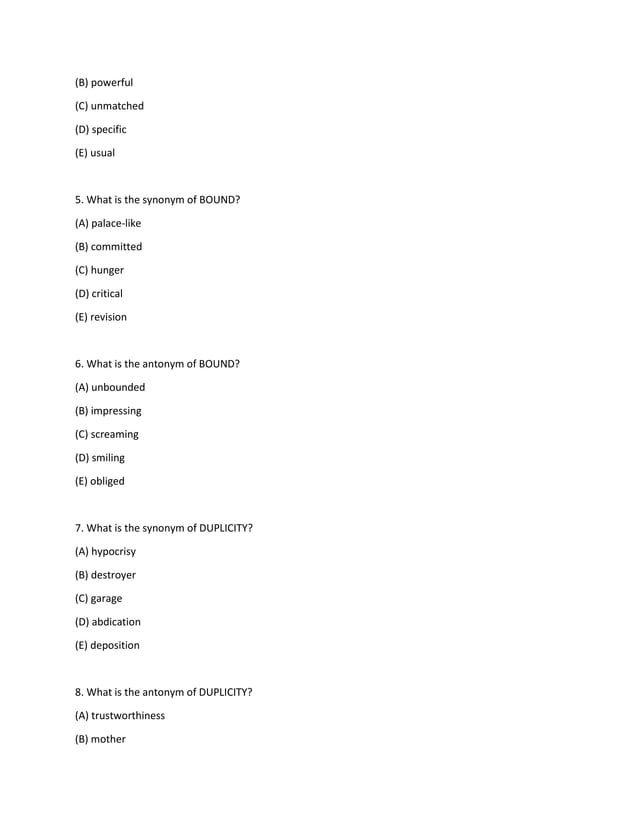 Sample Gre Vocab Questions | PDF