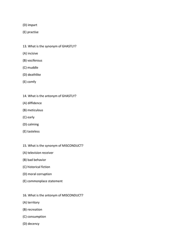 Sample Gre Vocab Questions | PDF